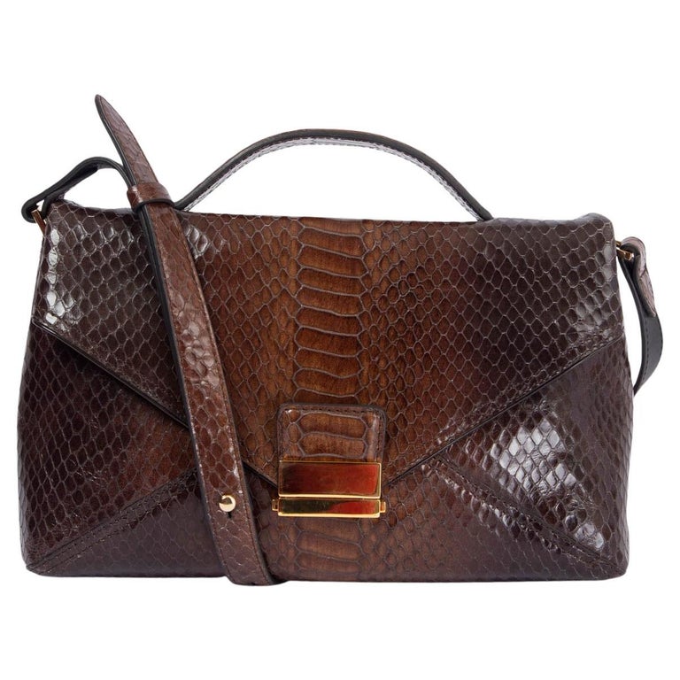 DRIES VAN NOTEN gradient brown FAUX PYTHON TOP HANDLE Crossbody Bag at ...