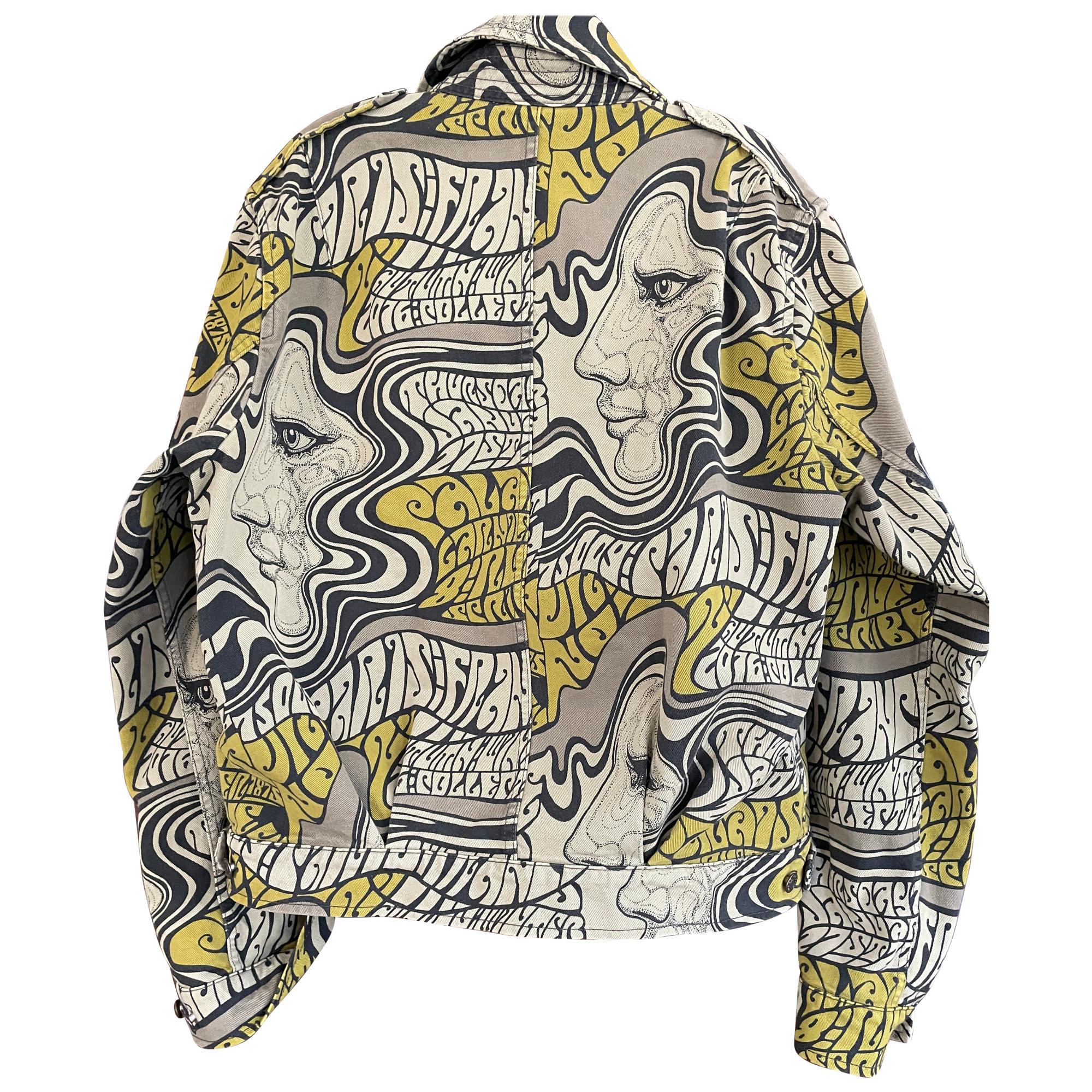 Dries van Noten Men's Cotton Denim Jean Jacket with Psychedelic Pattern ...
