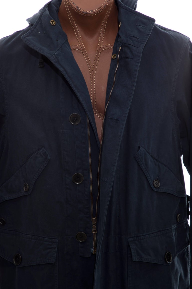 Dries Van Noten Men's Slate Cotton Vaughn Parka With Hood, Fall 2016 ...