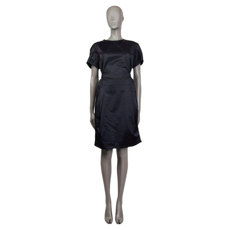 DRIES VAN NOTEN midnight blue BELTED SHORT SLEEVE Dress 38 S For Sale ...