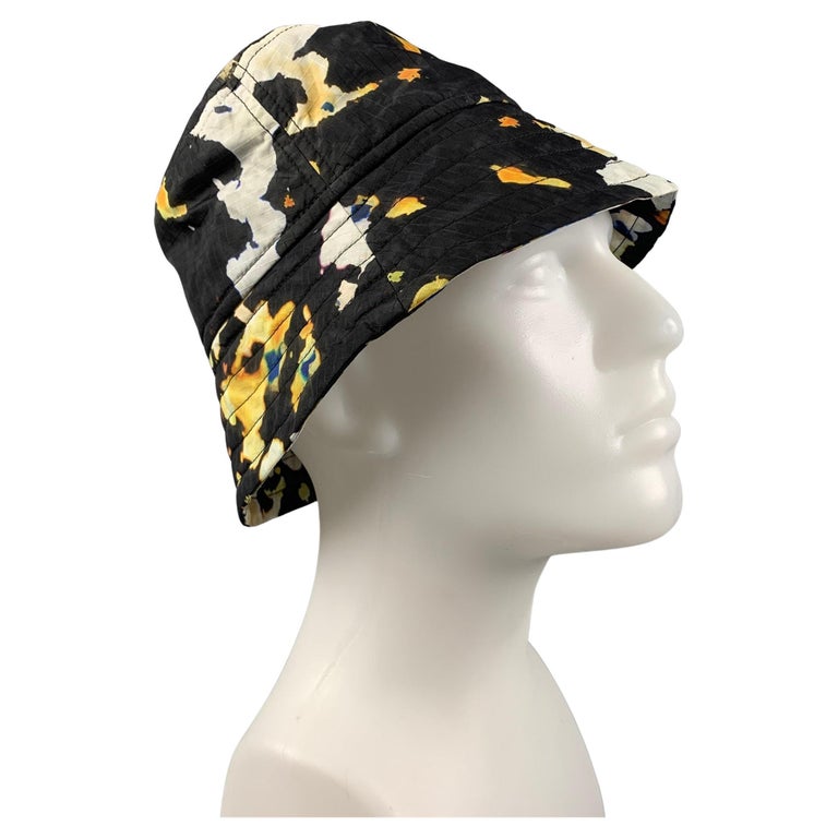 DRIES VAN NOTEN Size S Black Multi-Color Bleach Tie-Dye Nylon Bucket ...