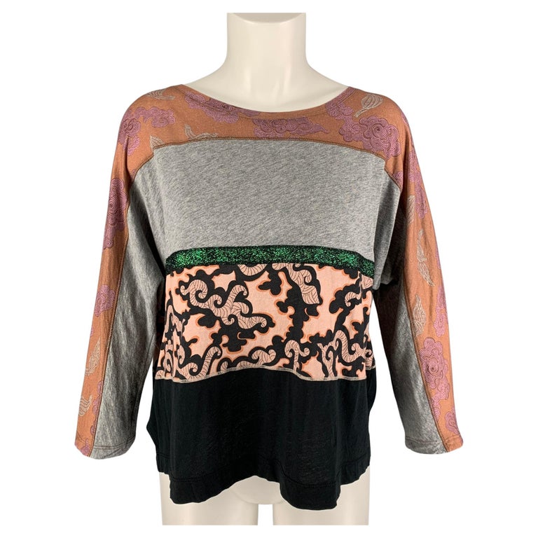 DRIES VAN NOTEN Size S Multi-Color Cotton Mixed Fabrics Raglan Pullover ...