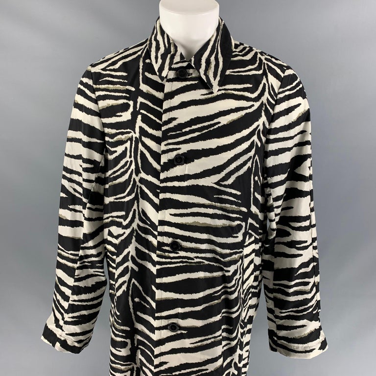 DRIES VAN NOTEN SS 20 Size 36 Black and White Zebra Polyamide Coat For ...