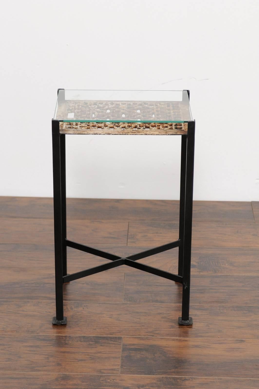 Drink Table Made of 1920s French Decorative Fretwork Iron Panel on ...