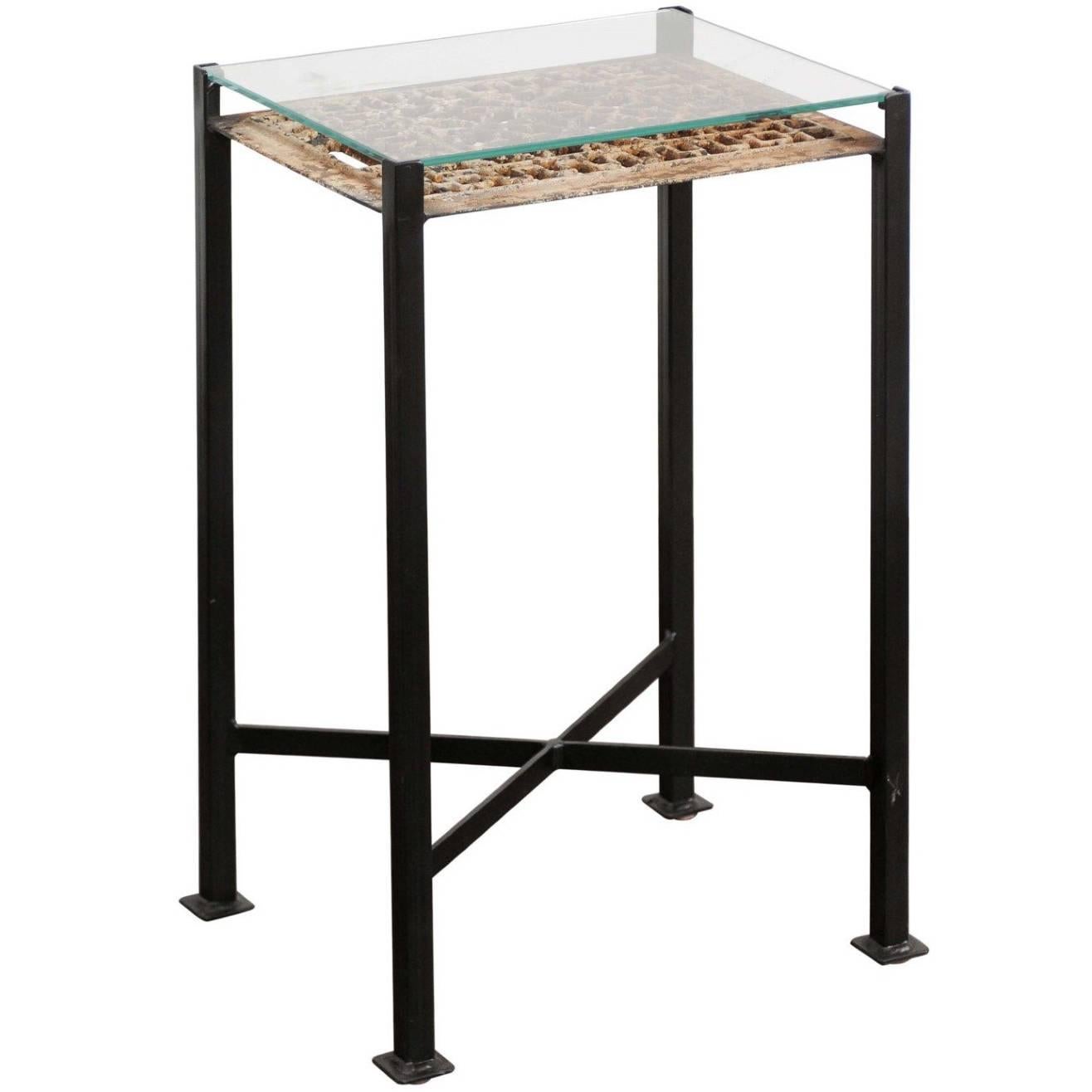 Drink Table Made of 1920s French Decorative Fretwork Iron Panel on ...
