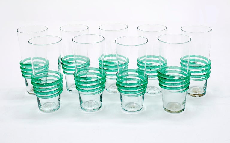 Drinking, Cocktail, and Shot Glasses by Blenko, 1950s, Blown Clear and ...