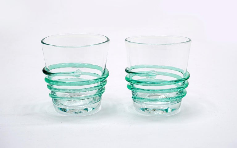 Drinking, Cocktail, and Shot Glasses by Blenko, 1950s, Blown Clear and ...