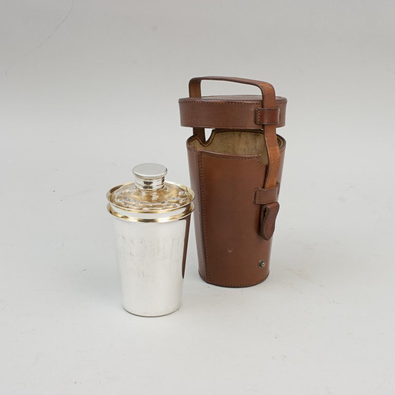 Drinking Flask and Beakers in Leather Case For Sale at 1stDibs