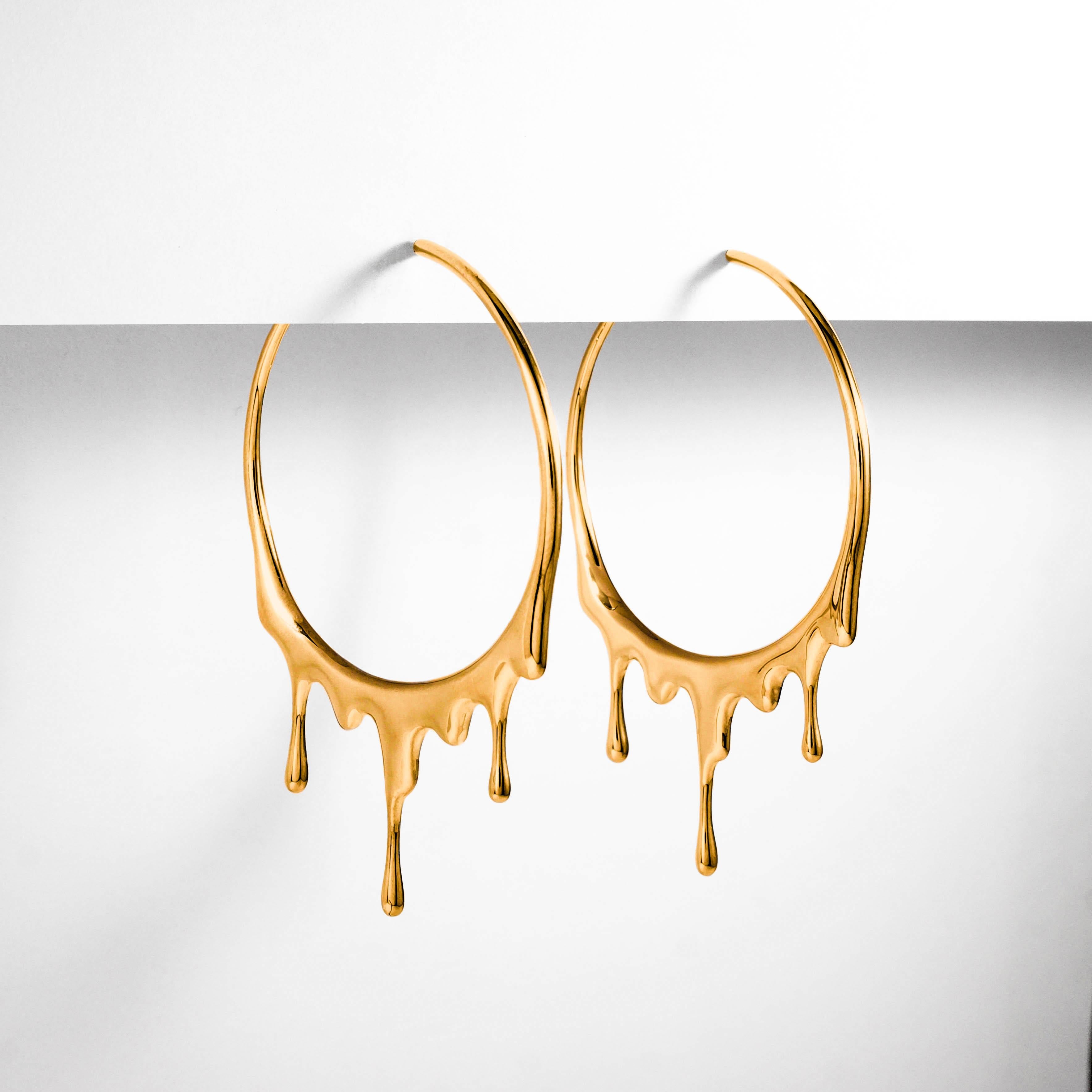 Dripping 24k Gold Vermeil Circular L Earrings For Sale at 1stDibs ...
