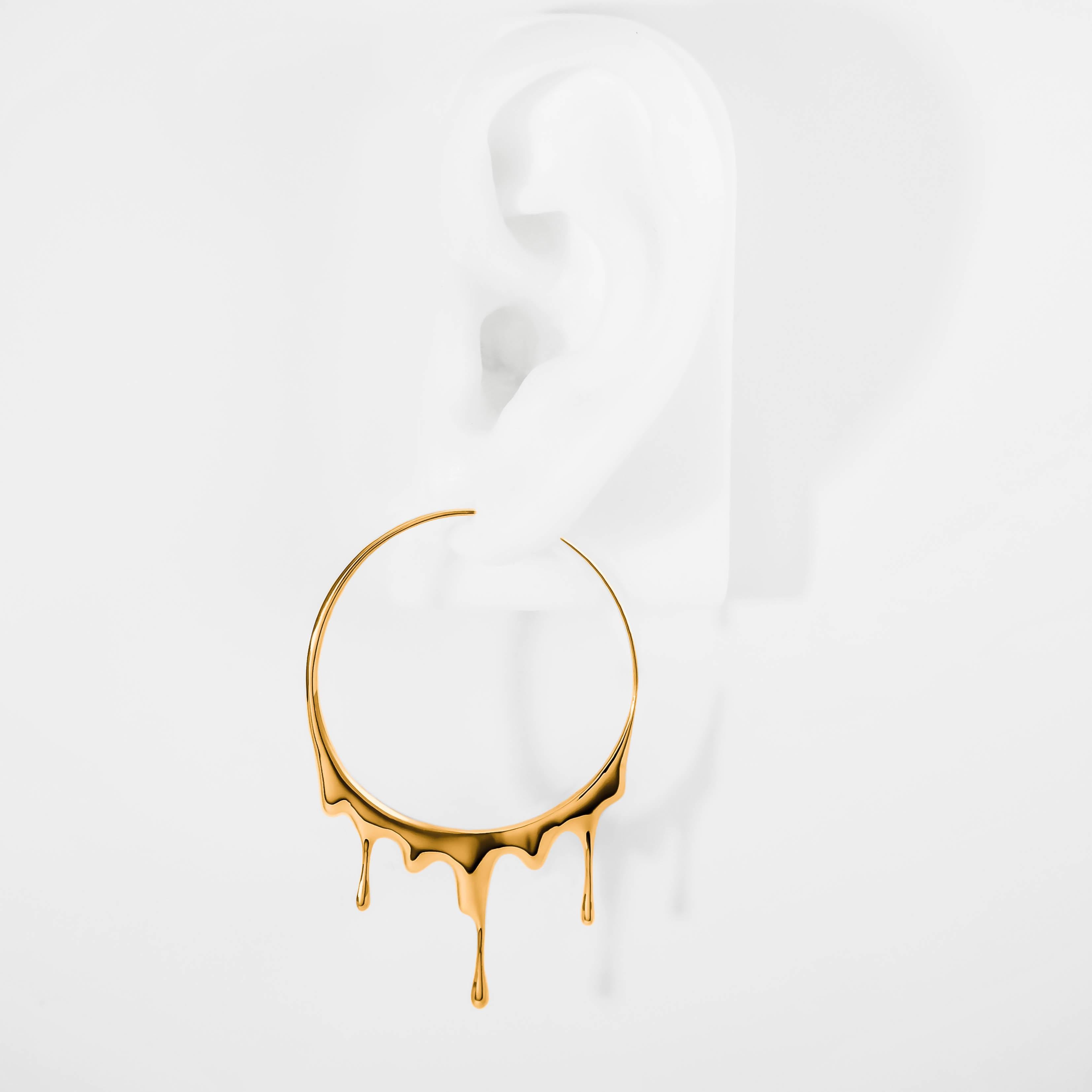 Dripping 24k Gold Vermeil Circular L Earrings For Sale at 1stDibs ...