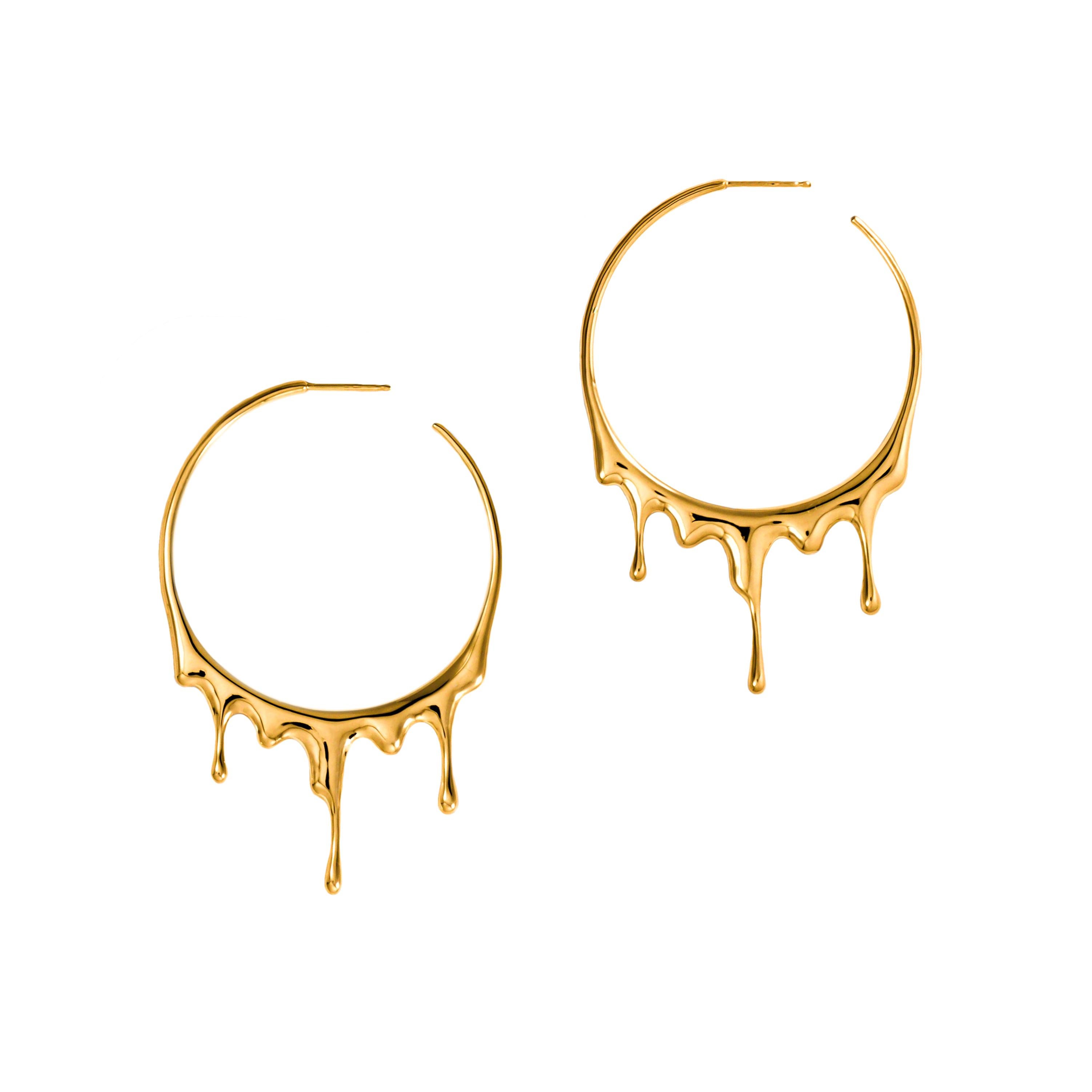 Dripping 24k Gold Vermeil Circular L Earrings For Sale at 1stDibs ...