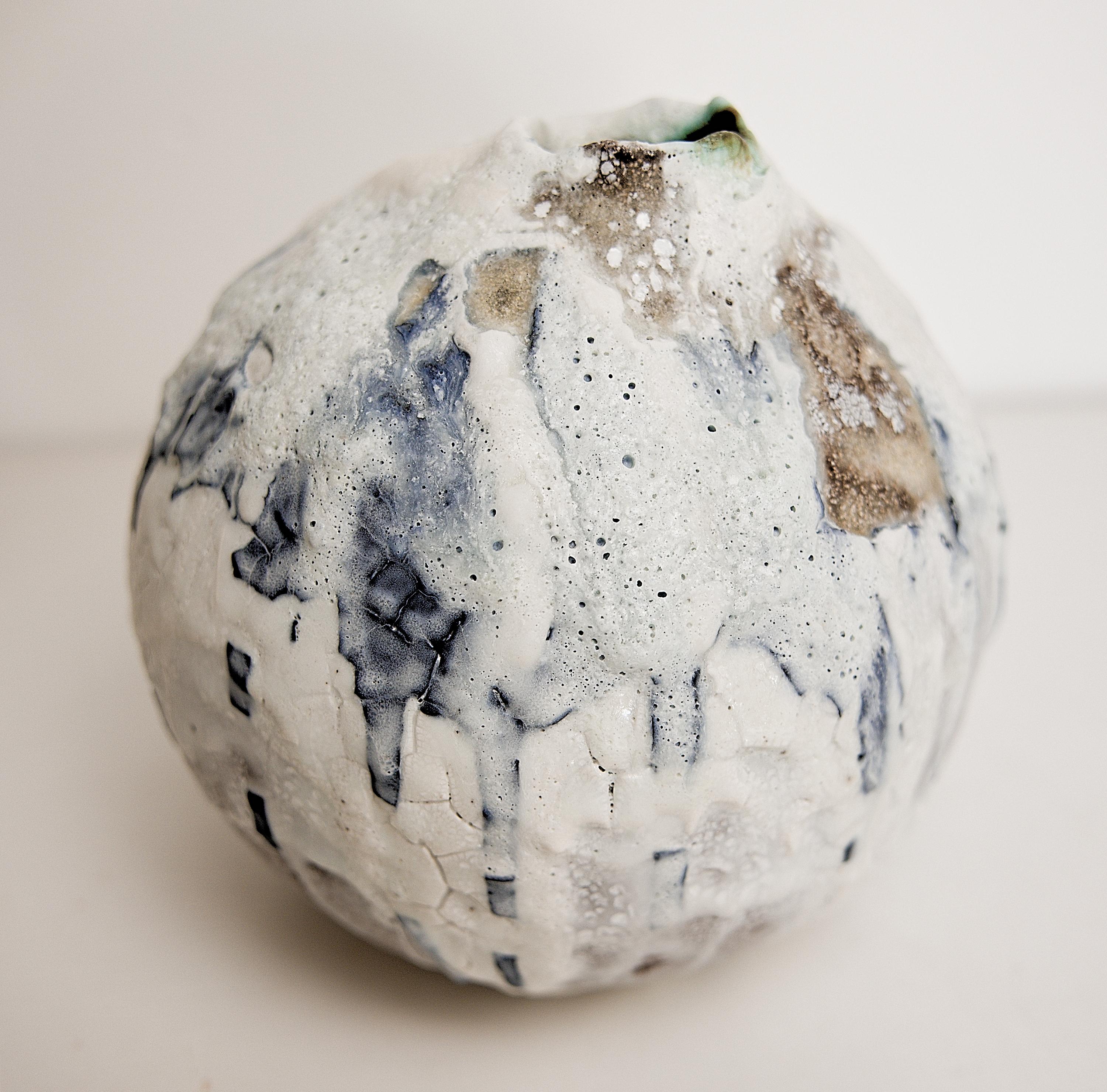 Drippy BLue/Black Moon Vase Handmade II For Sale at 1stDibs