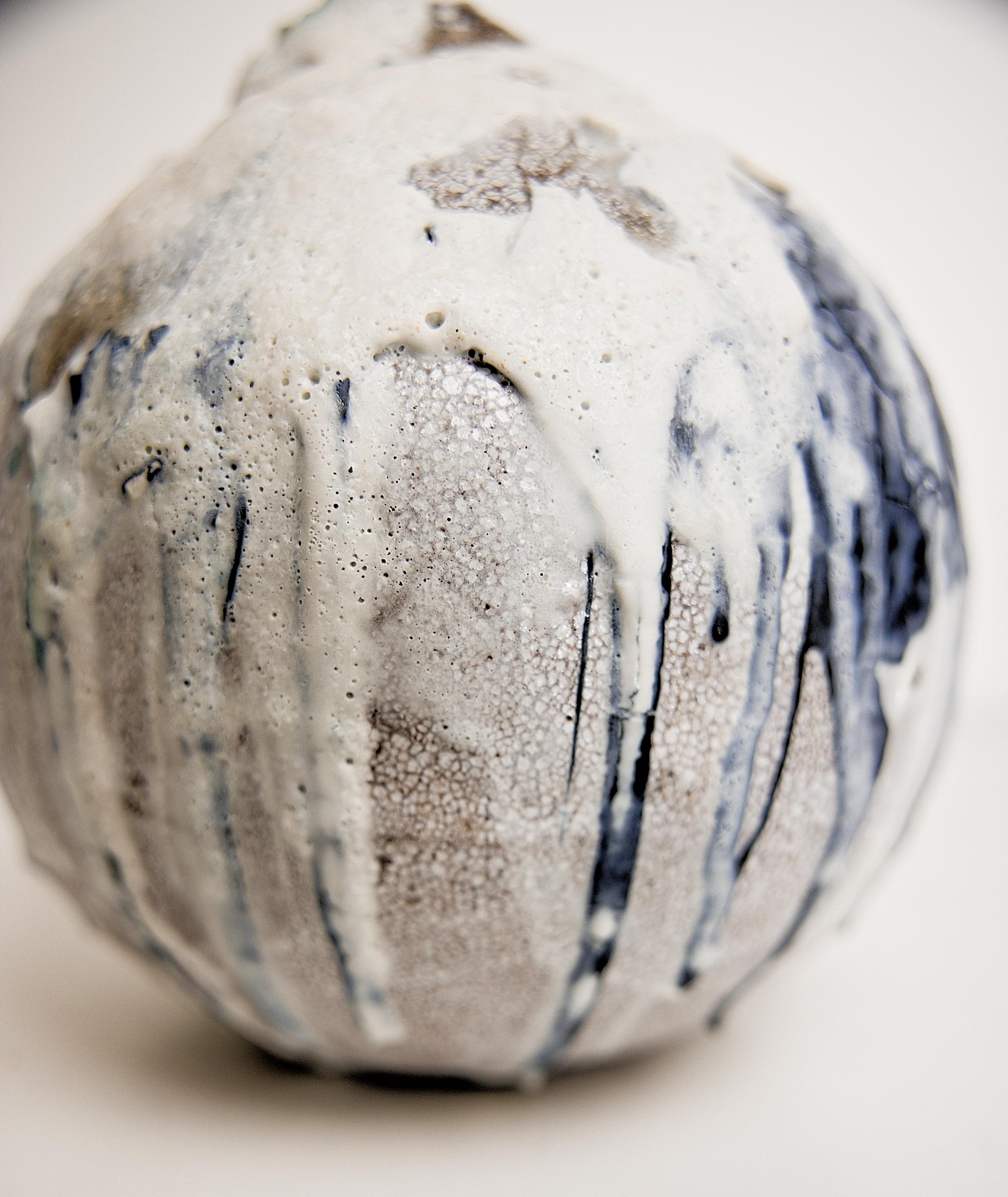 Drippy BLue/Black Moon Vase Handmade II For Sale at 1stDibs
