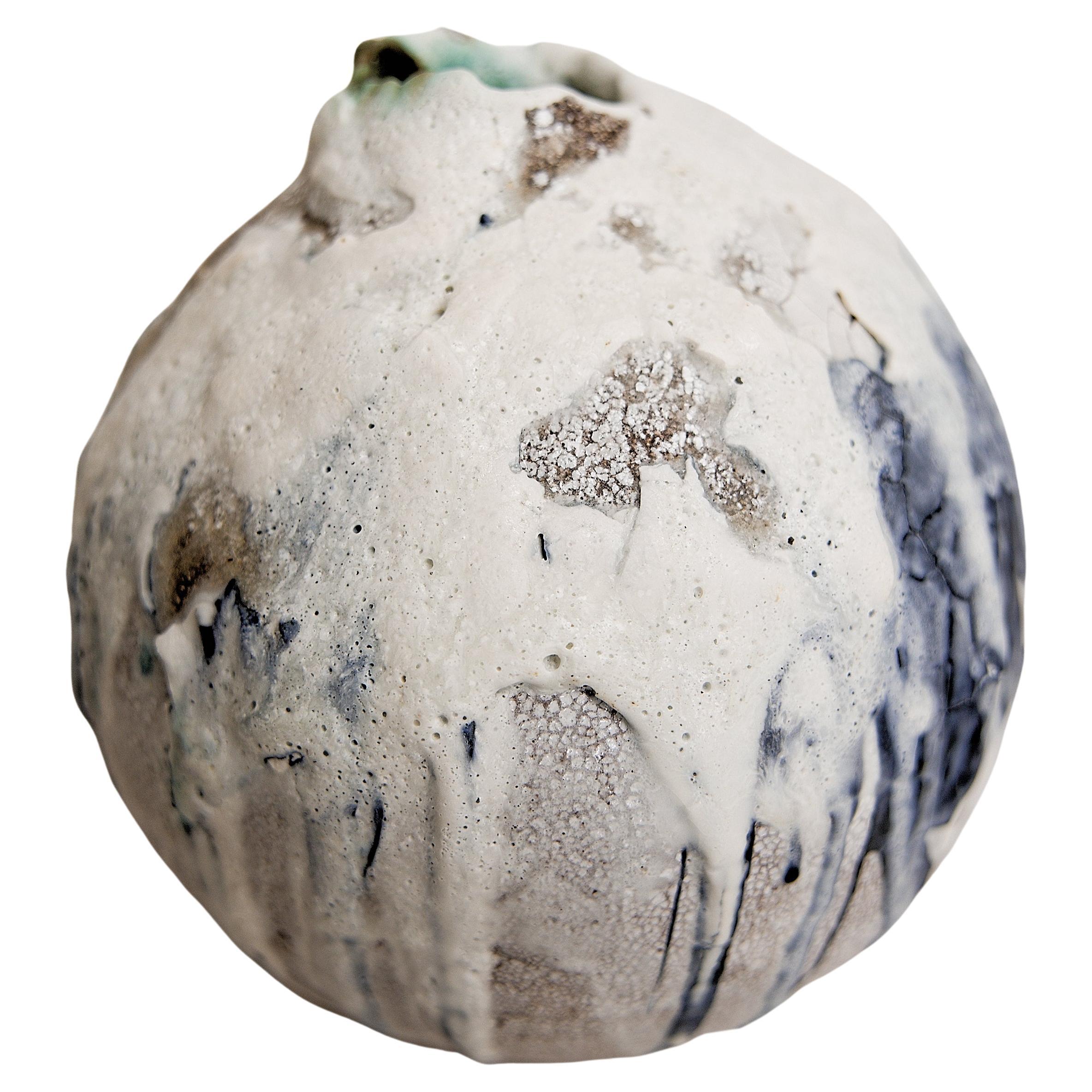 Drippy BLue/Black Moon Vase Handmade II For Sale at 1stDibs