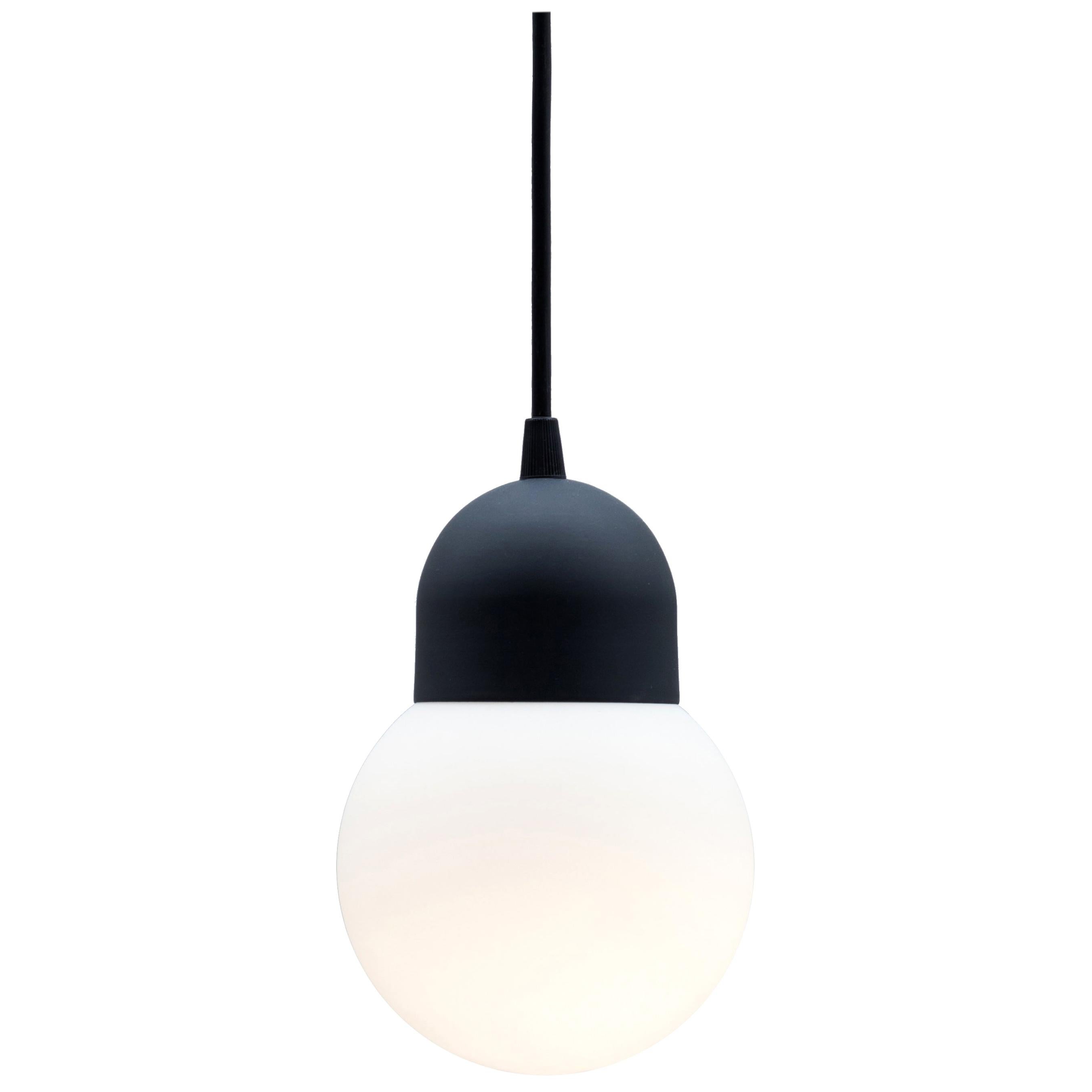 Drop black Pendant Lamp with glass shade For Sale at 1stDibs