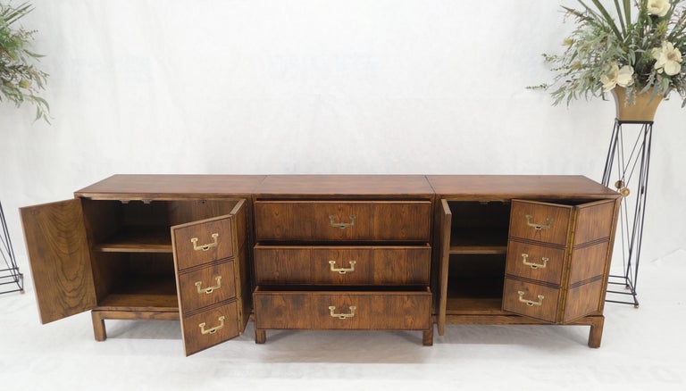 Drop Brass Drop Pulls Mid-Century Modern Long Tripple Dresser Credenza ...