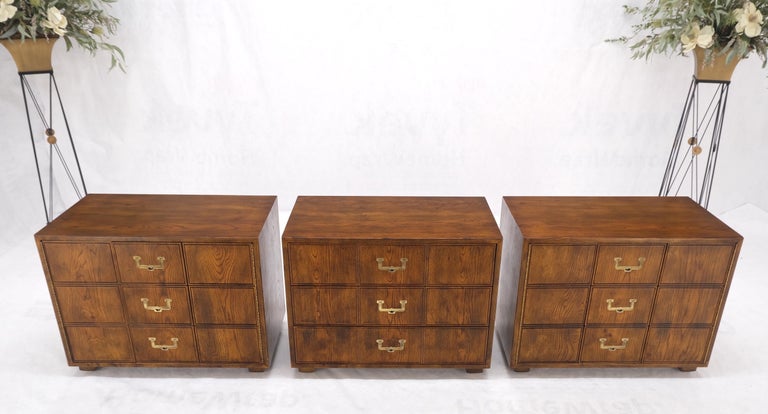 Drop Brass Drop Pulls Mid-Century Modern Long Tripple Dresser Credenza ...