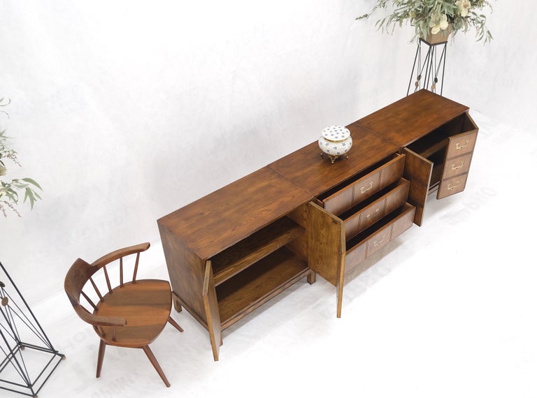 Drop Brass Drop Pulls Mid-Century Modern Long Tripple Dresser Credenza ...