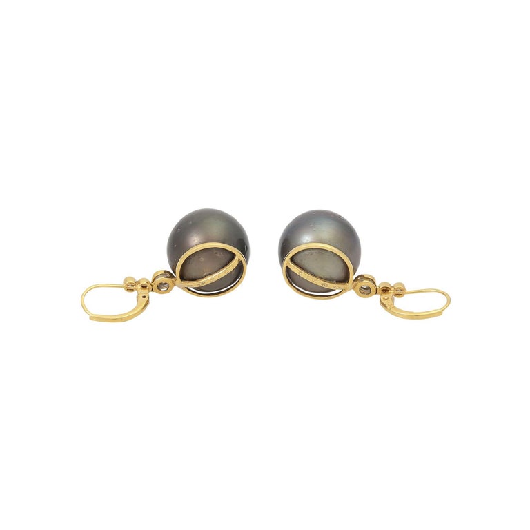 Drop Earrings 'Pair', Especially with 2 Fine Tahitian Cultured Pearls ...