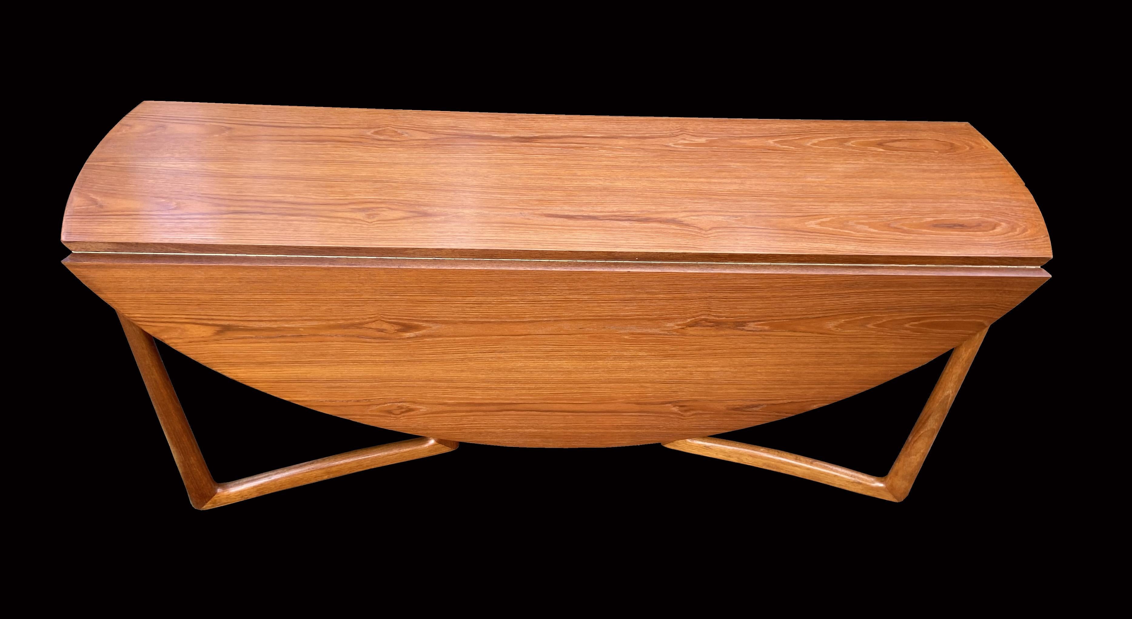 Drop Flap Teak and Brass Dining Table by Peter Hvidt for France and Søn ...