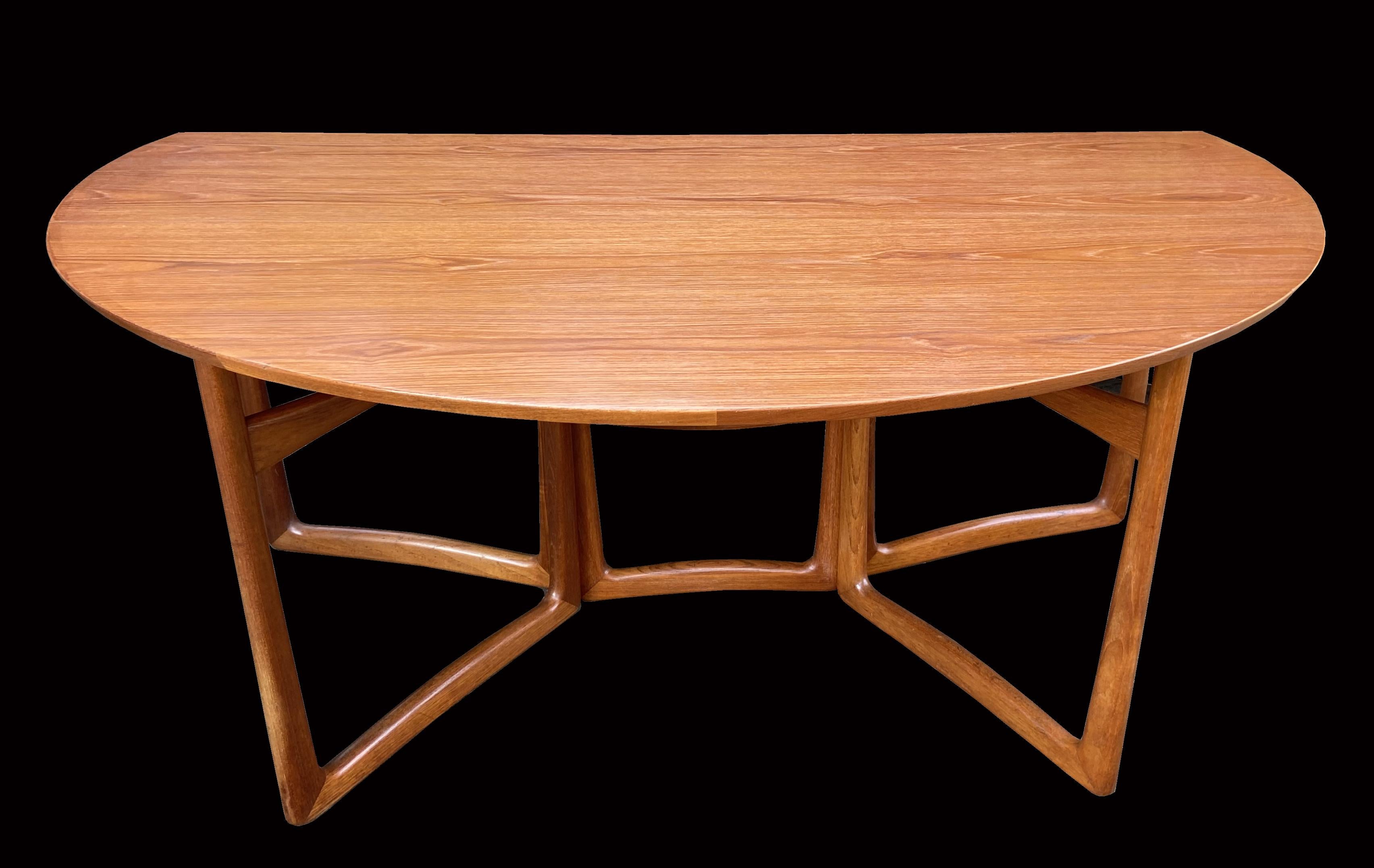 Drop Flap Teak and Brass Dining Table by Peter Hvidt for France and Søn ...