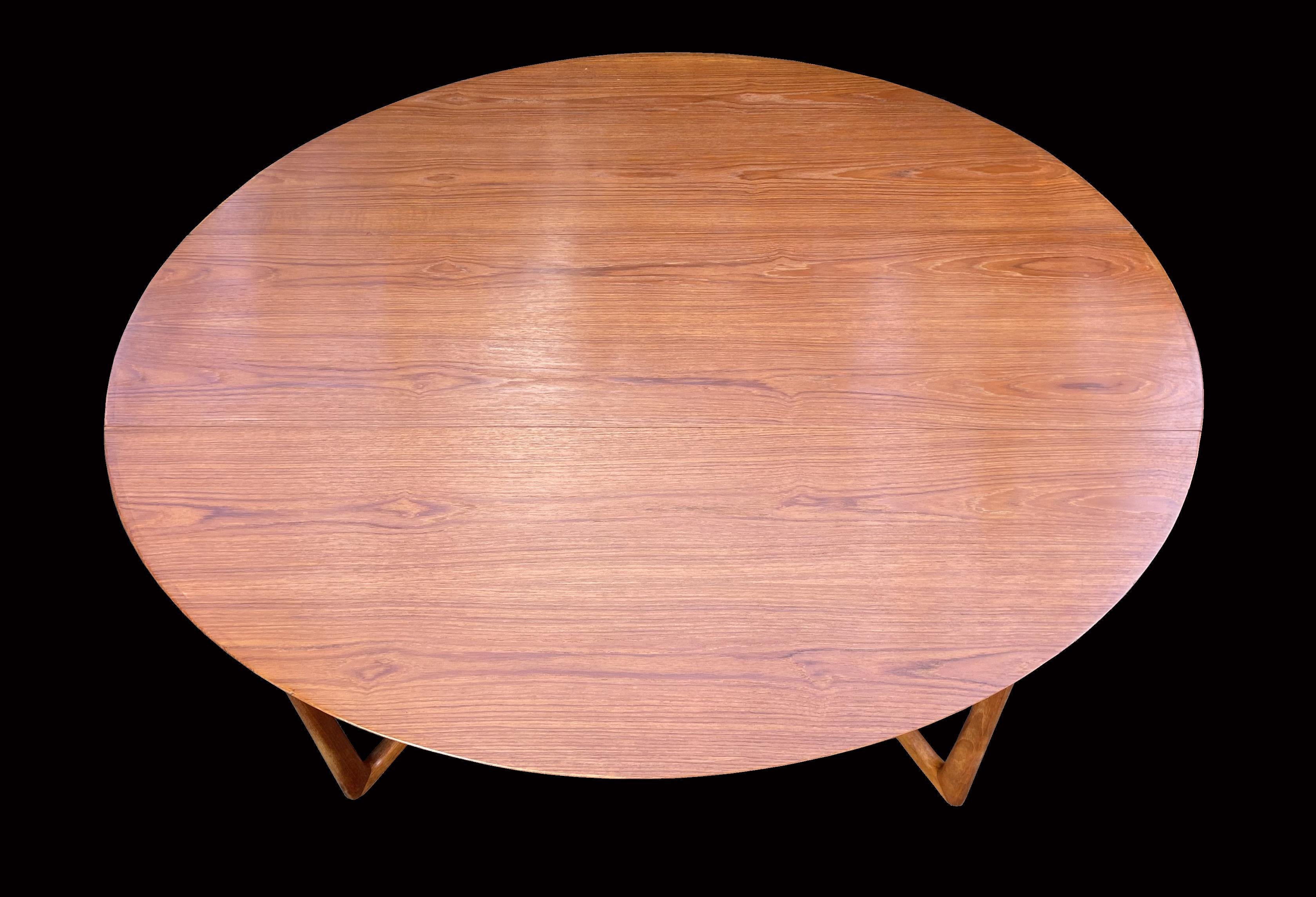 Drop Flap Teak and Brass Dining Table by Peter Hvidt for France and Søn ...