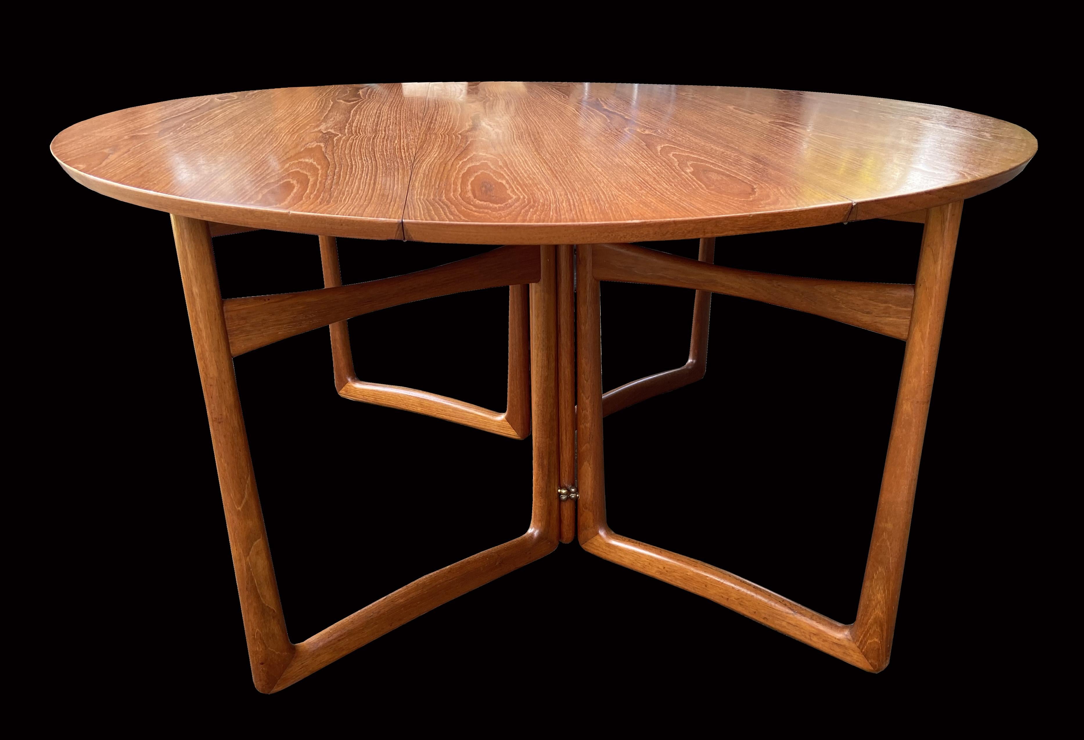 Drop Flap Teak and Brass Dining Table by Peter Hvidt for France and Søn ...