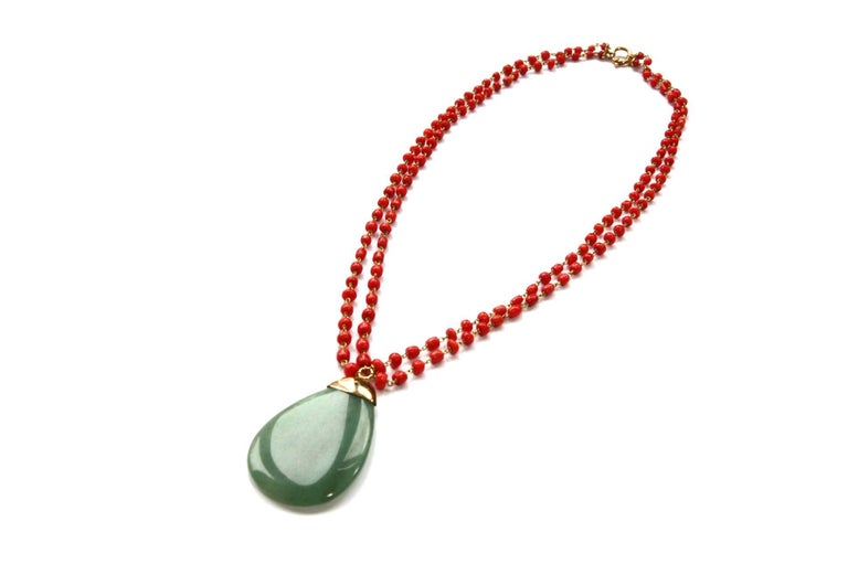 Drop Jade Necklace Sciacca Coral Gold For Sale (Free Shipping) at 1stDibs