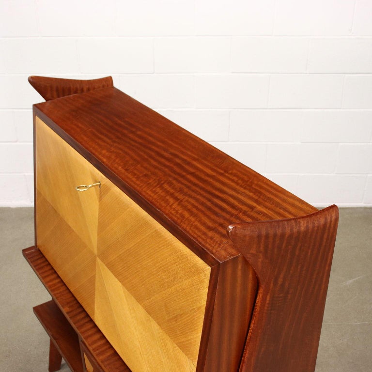 Drop-Leaf Cabinet Ash Mahogany Glass Italy 1950s at 1stDibs