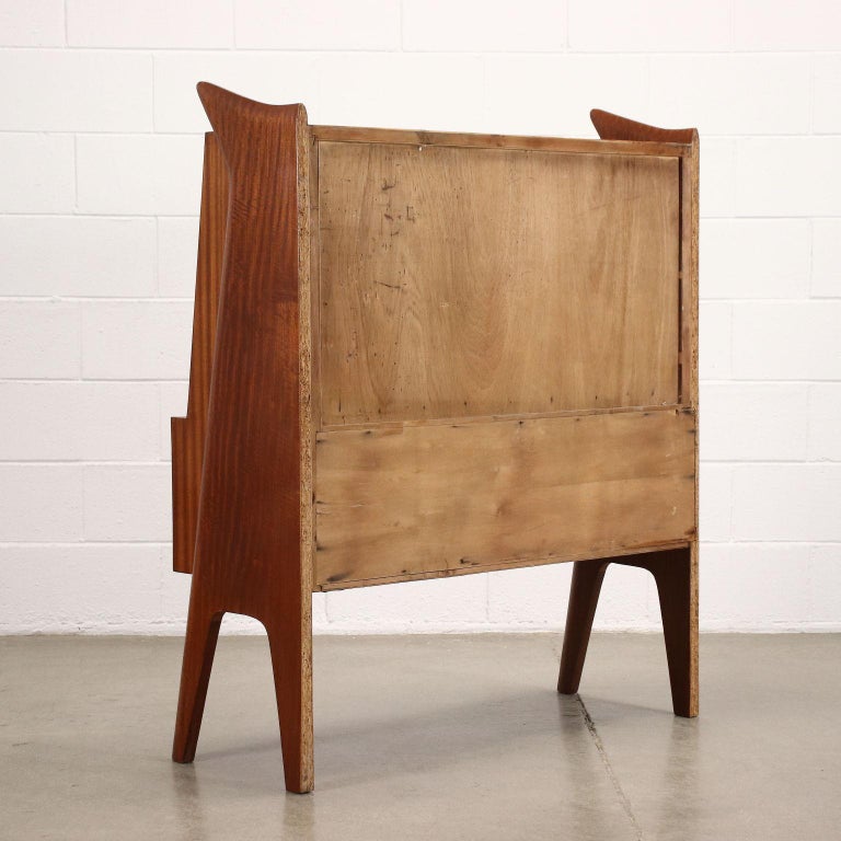 Drop-Leaf Cabinet Ash Mahogany Glass Italy 1950s at 1stDibs