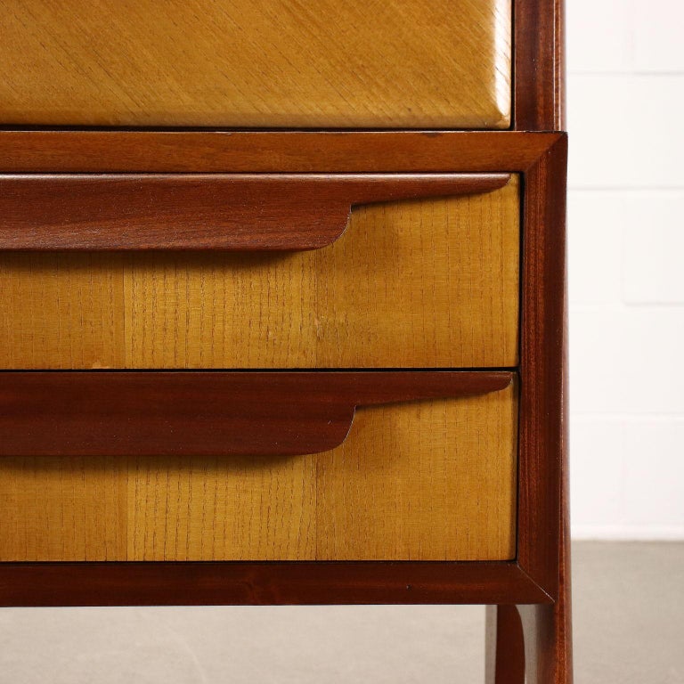 Drop-Leaf Cabinet Ash Mahogany Glass Italy 1950s at 1stDibs