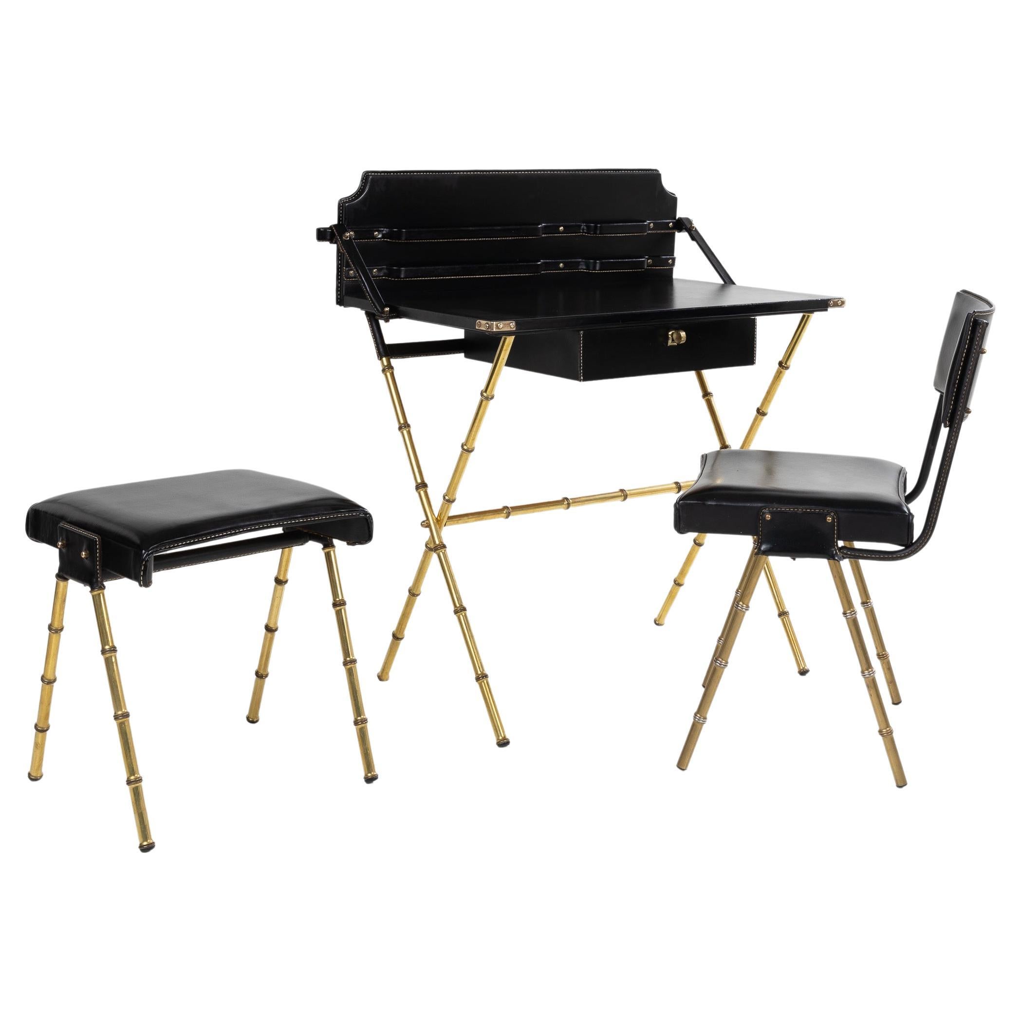 Wrought Iron Desk with Two Sliding Drawers by Jacques Adnet For Sale at ...