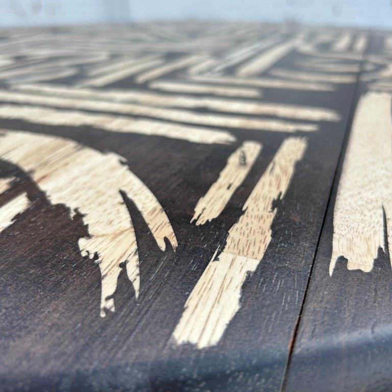 Drop Leaf Dining Table, Abstract Espresso and Natural Wood For Sale at ...