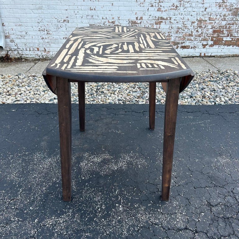 Drop Leaf Dining Table, Abstract Espresso and Natural Wood For Sale at ...
