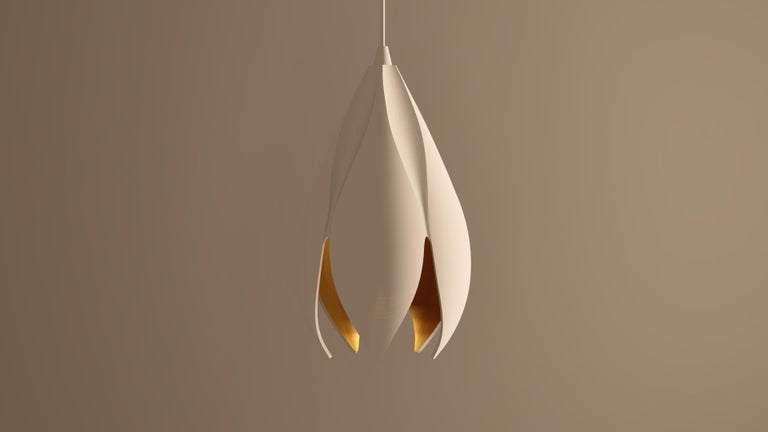 Drop Light, Gloss White / Copper Lustre, Pendant Light For Sale at 1stDibs
