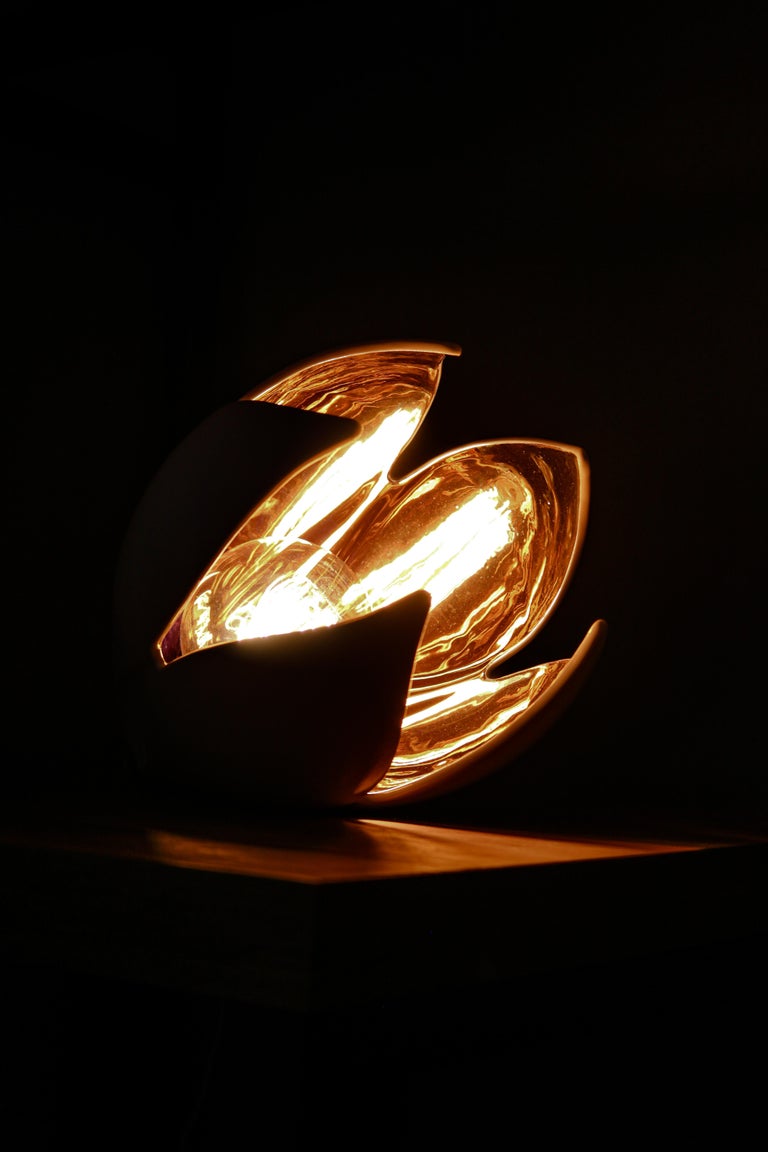 Drop Light, Gloss White / Copper Lustre, Pendant Light For Sale at 1stDibs