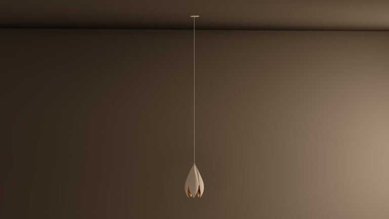 Drop Light, Gloss White / Copper Lustre, Pendant Light For Sale at 1stDibs
