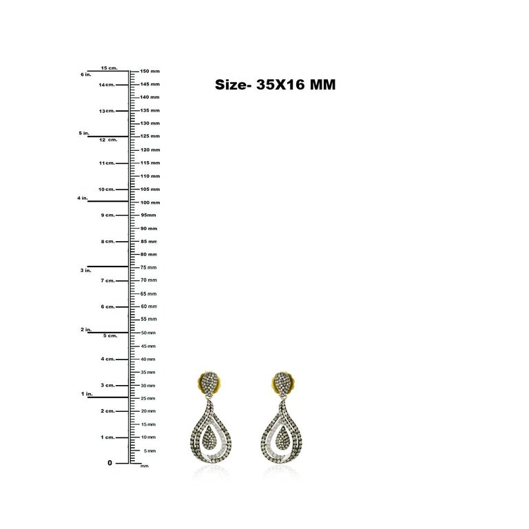 Drop Shape Earrings with White and Black Diamonds Made in 18k Gold and ...