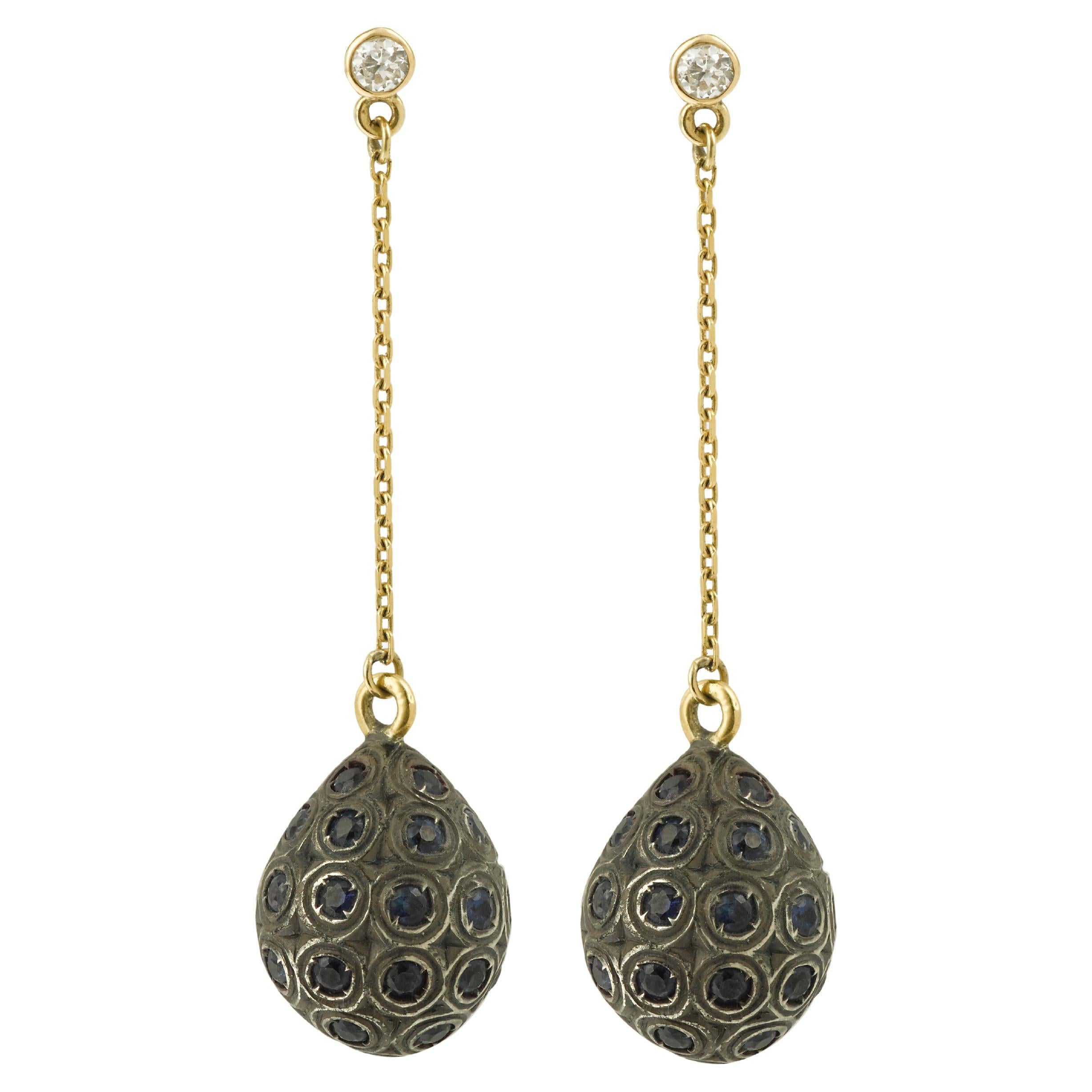 Emerald Drops and Diamonds Earring in 18 Karat Yellow Gold For Sale at ...