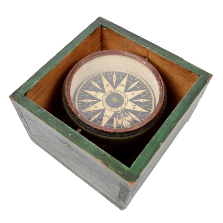 Dry Magnetic Compass Signed J. S. Stockholm, Early 19th Century at 1stDibs
