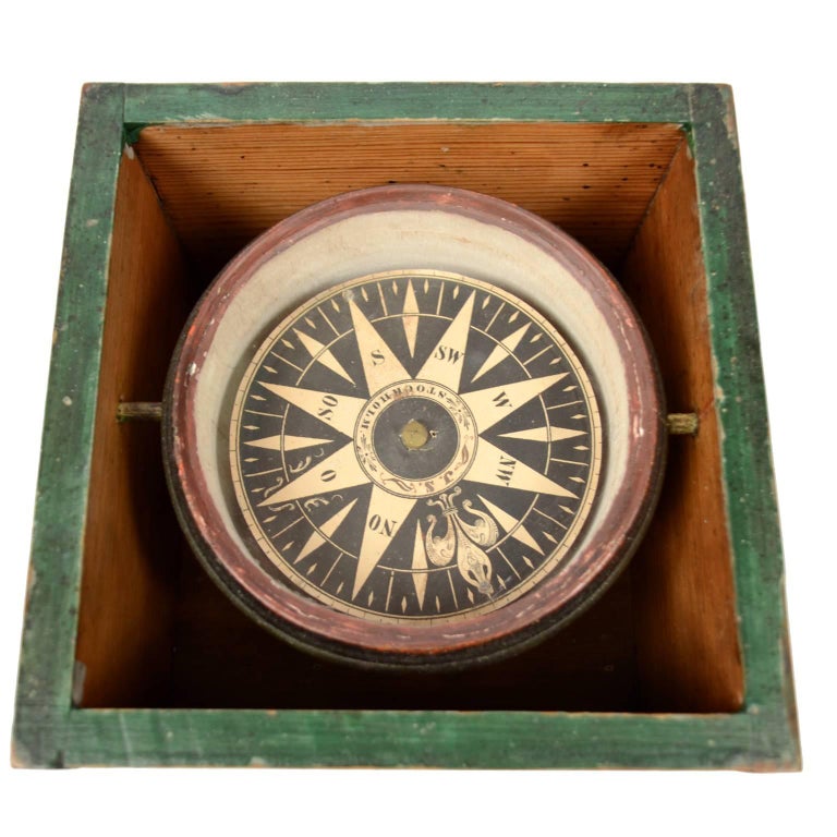 Dry Magnetic Compass Signed J. S. Stockholm, Early 19th Century at 1stDibs