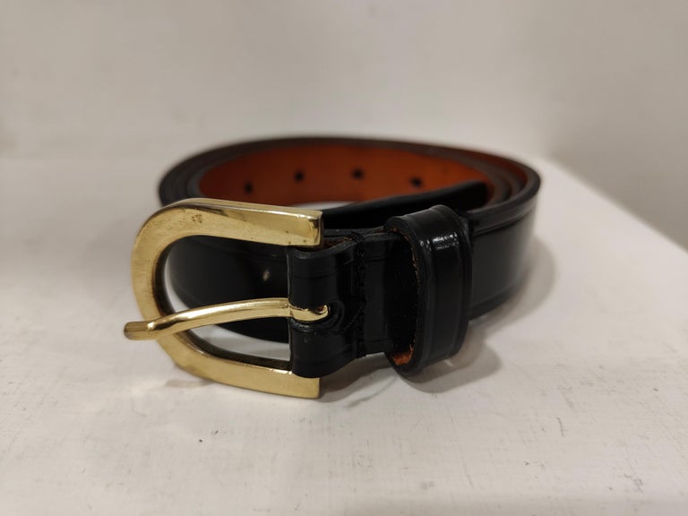 Dsquared black leather gold hardware belt For Sale at 1stDibs