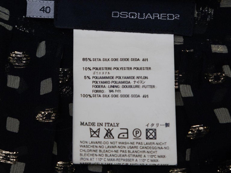 Dsquared Black and White Silk Long Sleeve Dress For Sale at 1stDibs