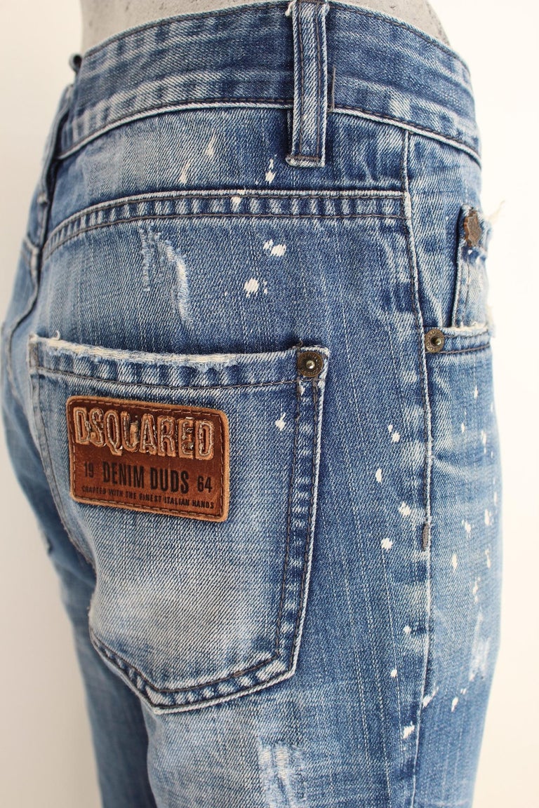 Dsquared Blue Distressed Botton Fly Jeans at 1stDibs