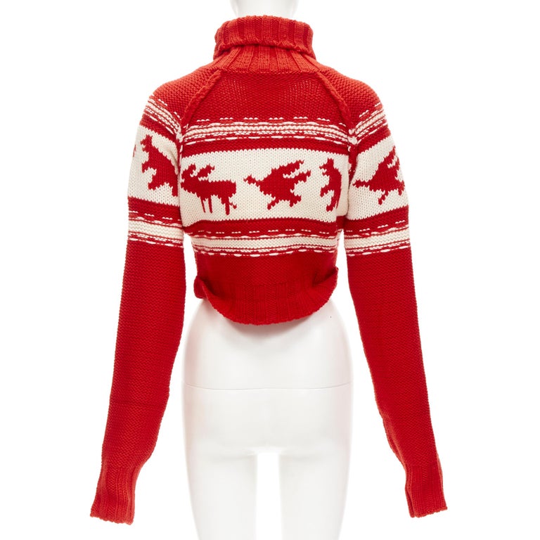 DSQUARED Vintage red white Canadian Christmas cropped turtleneck ...