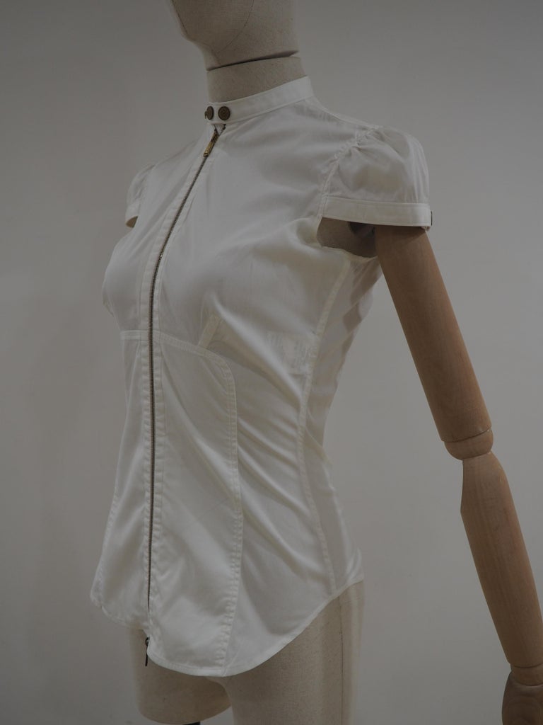 Dsquared white sleeveless cotton shirt For Sale at 1stDibs