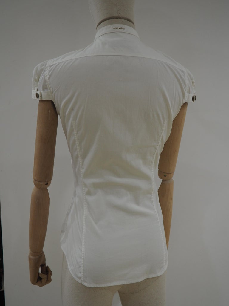 Dsquared white sleeveless cotton shirt For Sale at 1stDibs