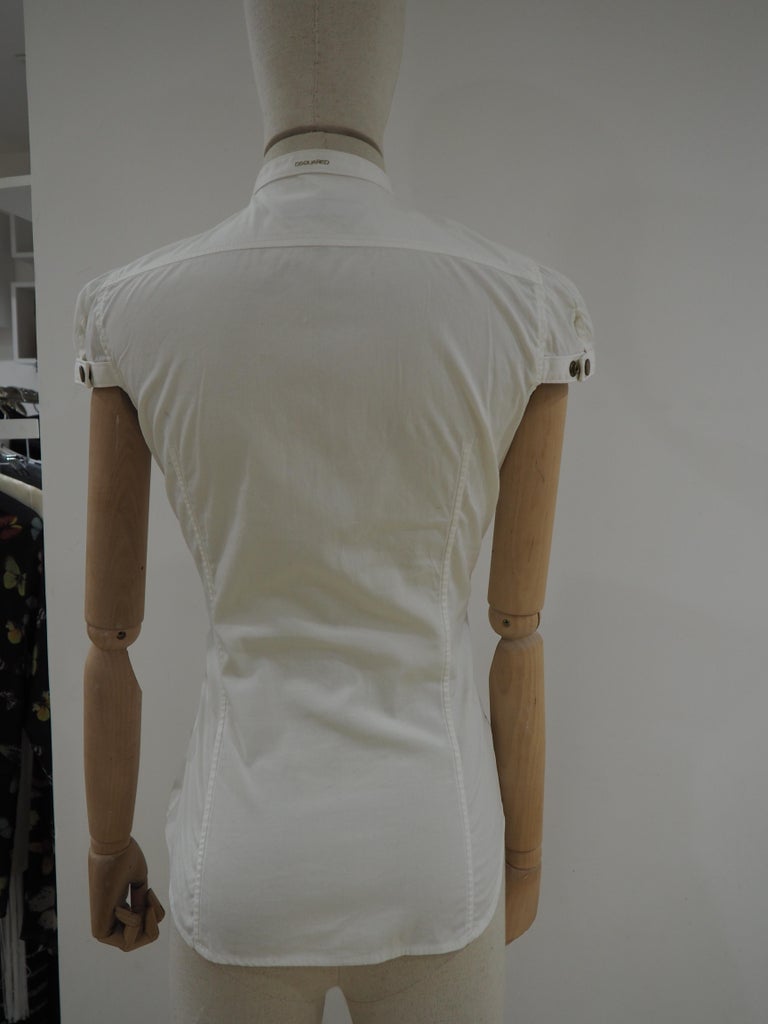 Dsquared white sleeveless cotton shirt For Sale at 1stDibs