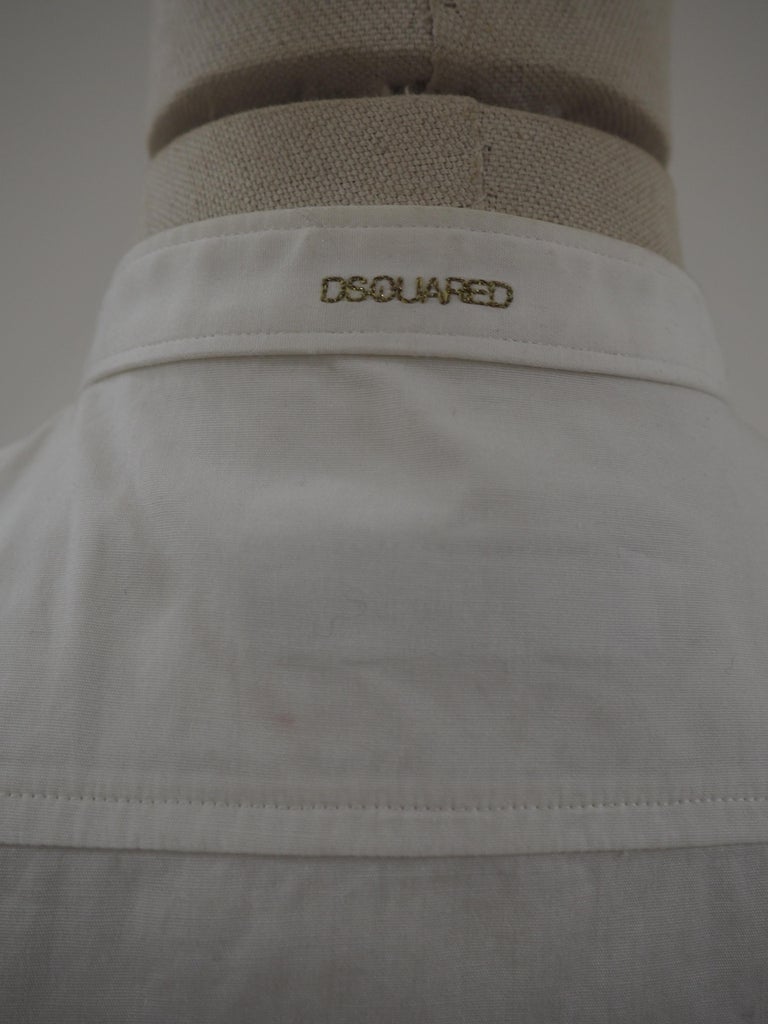 Dsquared white sleeveless cotton shirt For Sale at 1stDibs