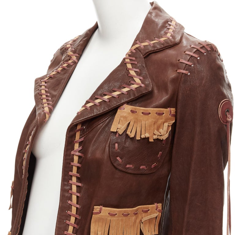 DSQUARED2 2005 Vintage Native American brown leather fringe leather ...